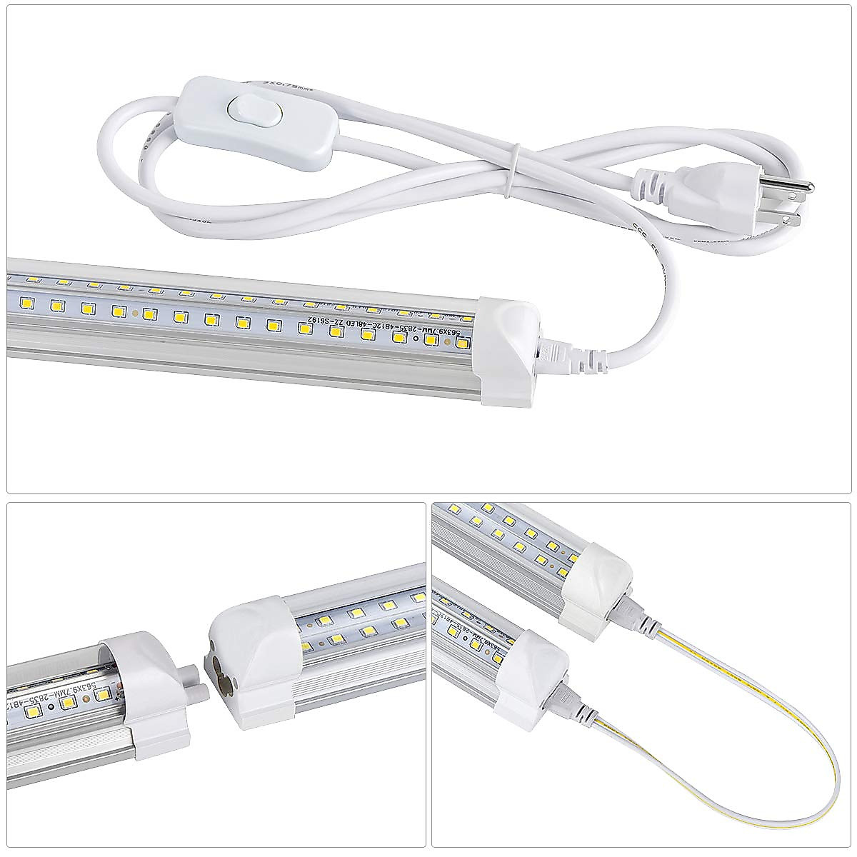 GAYUSAN 10Pack 8Ft LED Shop Light Fixture,90W 10000 Lumens 5000K Daylight White, Clear Cover,V Shape T8 Integrated 8 Foot Led Tube Light for Cooler,Garage,Warehouse