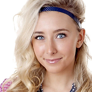 Hipsy 3pk Women's Adjustable NO SLIP WORKOUT Headbands Multi Multi Pack (Purple/Silver/Navy)