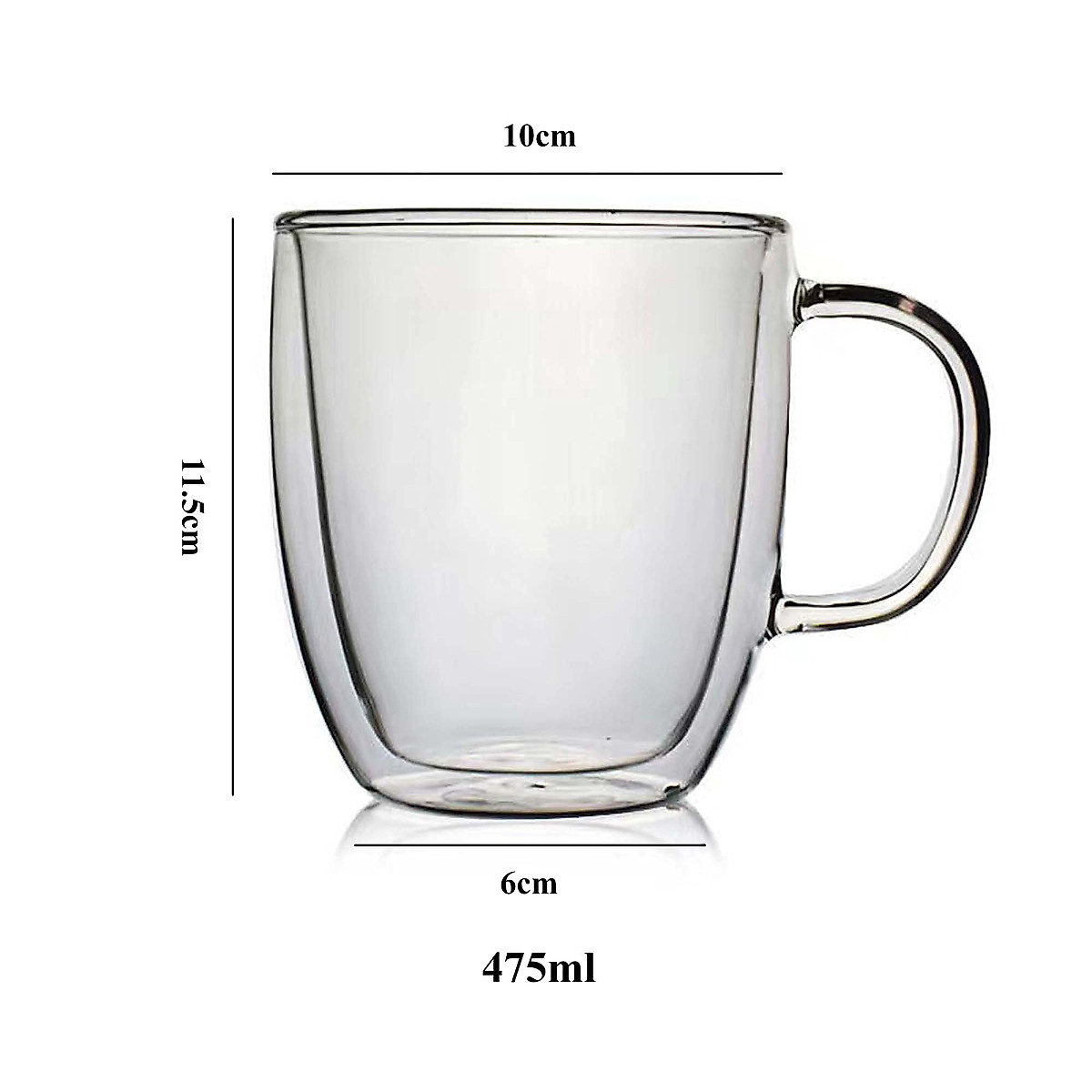 ANTOWALL 12oz Coffee Mug Insulated Clear Double Wall Glass Coffee Mugs 1 Pcs Tea Cups Fathers Gifts with Handle for Women and Man. (350ml)