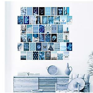 Blue Wall Collage Kit Aesthetic Pictures, Bedroom Decor for Teen Girls, Wall Collage Kit, Collage Kit for Wall Aesthetic, VSCO Girls Bedroom Decor, Aesthetic Posters, Collage Kit