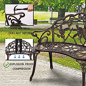 PayLessHere Garden Bronze Park Bench Yard Furniture Cast Aluminum Rose Antique