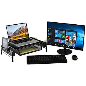 Simple Houseware 2PK Metal Desk Monitor Stand Riser with Organizer Drawer