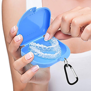 6 Pieces Retainer Cases Mouth Guard Container Case Multicolor Orthodontic Denture Storage Boxes with D-Shaped Buckles and Keychain Rings
