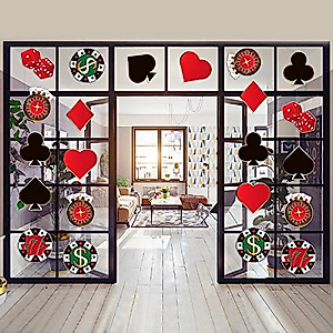 40 Pieces Versatile Casino Party Cutouts Las Vegas Casino Poker Themed Birthday Party Decoration Cutouts with Glue Dots for Bulletin Board Casino Party, 5.9 x 5.9 Inches