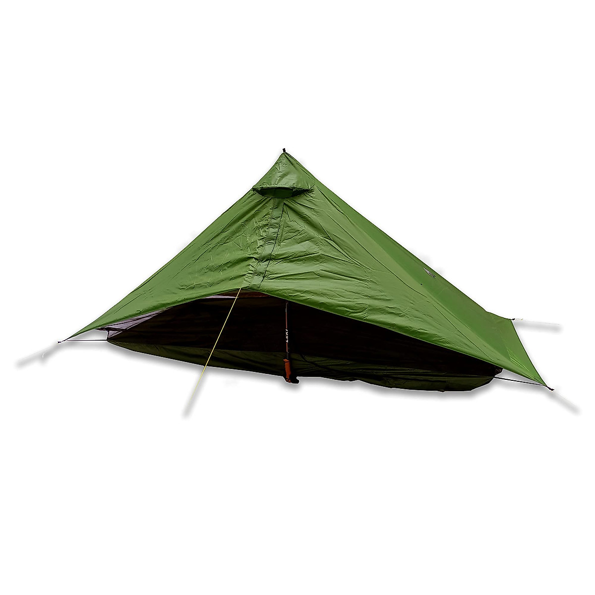 Six Moon Designs Lunar Solo Green 1 Person Ultralight Tent. 26 oz. Backpacking Tent. 100% Silicone Coated Polyester Material for Reduced Fabric Stretch & Volume. Trekking Pole Setup.