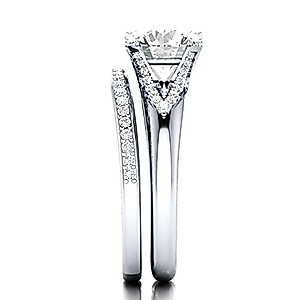 DESTINY JEWEL 2.25Ct Round Cut Diamond Solid 925 Silver 14K White Gold Over Engagement Wedding Ring Set_10