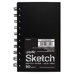 UCreate Mini Poly Cover Sketch Book, Heavyweight, 5.5" x 3.5", 50 Sheets, 6 Books