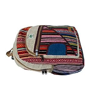 Himalayan Fashion Rainbow Multicolor Large Pocket Hemp American Native Design Backpack