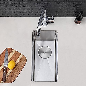 Comllen Bar Sink Undermount, 10 Inch Small Kitchen Sink, 10" x 18" Stainless Steel Wet Bar Sink, 16 Gauge Single Bowl Sink for Outdoor Prep RV Yard Laundry Utility with Drain