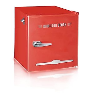 Hamilton Beach Retro Mini Refrigerator-Energy Saving-Adjustable Thermostat Control-Side Mounted Bottle Opener-Ideal for for Dorm, Office, RV, Garage, Apartment 1.7 Cubic Feet, Red