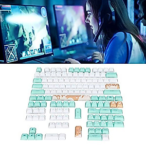 GOWENIC PBT Keycaps,128 Key English Style with Candy Pattern Elements, Ergonomic Design,with PBT Buttons, Oil‑Resistant PBT Materials,Abrasion Resistance,for Universal PC Gaming Keyboard