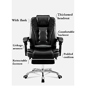 Office Chair Multifunction Office Computer Chair Swivel Reclining Boss Chair Household Study Room (Color : Black, Size : One Size)