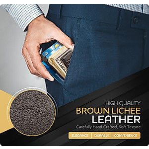 Money Clip Leather Wallet For Men Slim Front Pocket RFID Blocking with Super Strong Magnetic