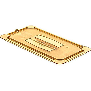 Carlisle FoodService Products Storplus 1/3 Size High Heat Food Pan Lid with Molded Handle for Catering, Buffets, Restaurants, High Heat Plastic, Amber