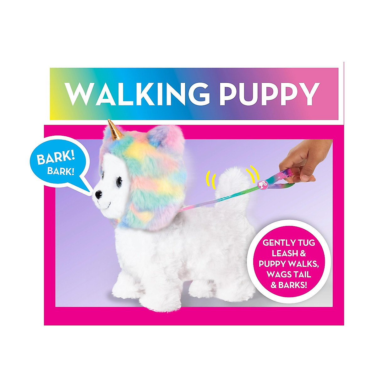 Barbie Walk & Wag Puppy Interactive Feature Plush, Walks, Barks, and Wags Tail Like a Real Dog, Kids Toys for Ages 3 Up by Just Play