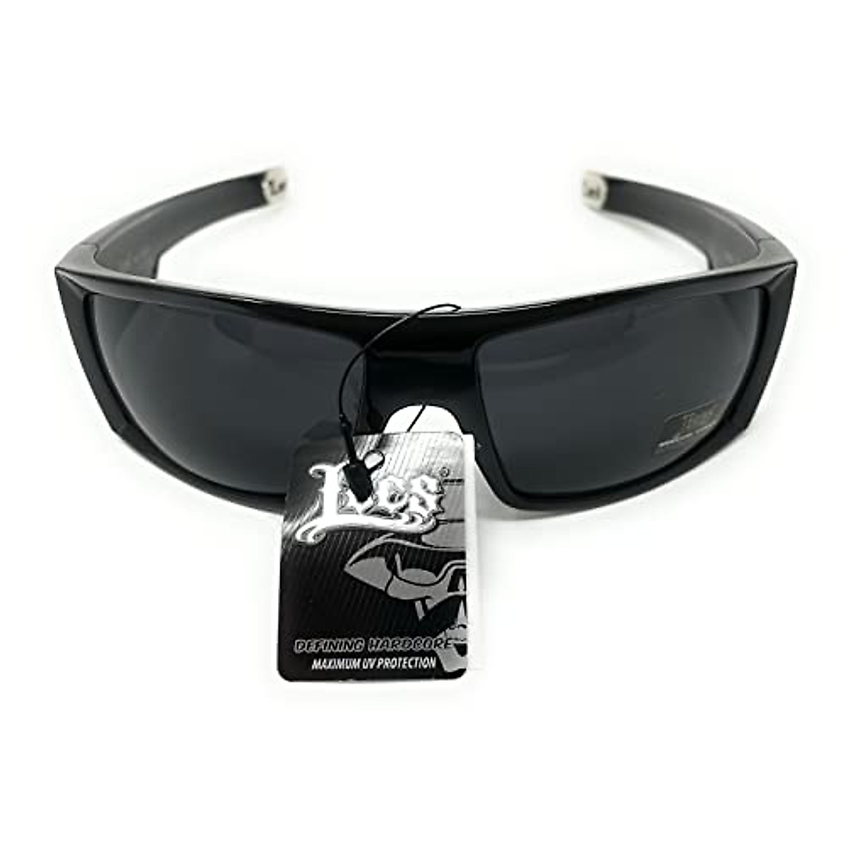 Locs Men's Original All Black Hardcore Sharp Square OG Sunglasses, Wrap