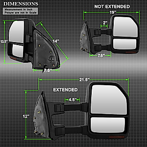 ACANII - Telescoping Manual Non Heat Towing Mirrors w/LED Signal PAIR For 1999-2007 Ford F250 F350 F450 F550 Superduty