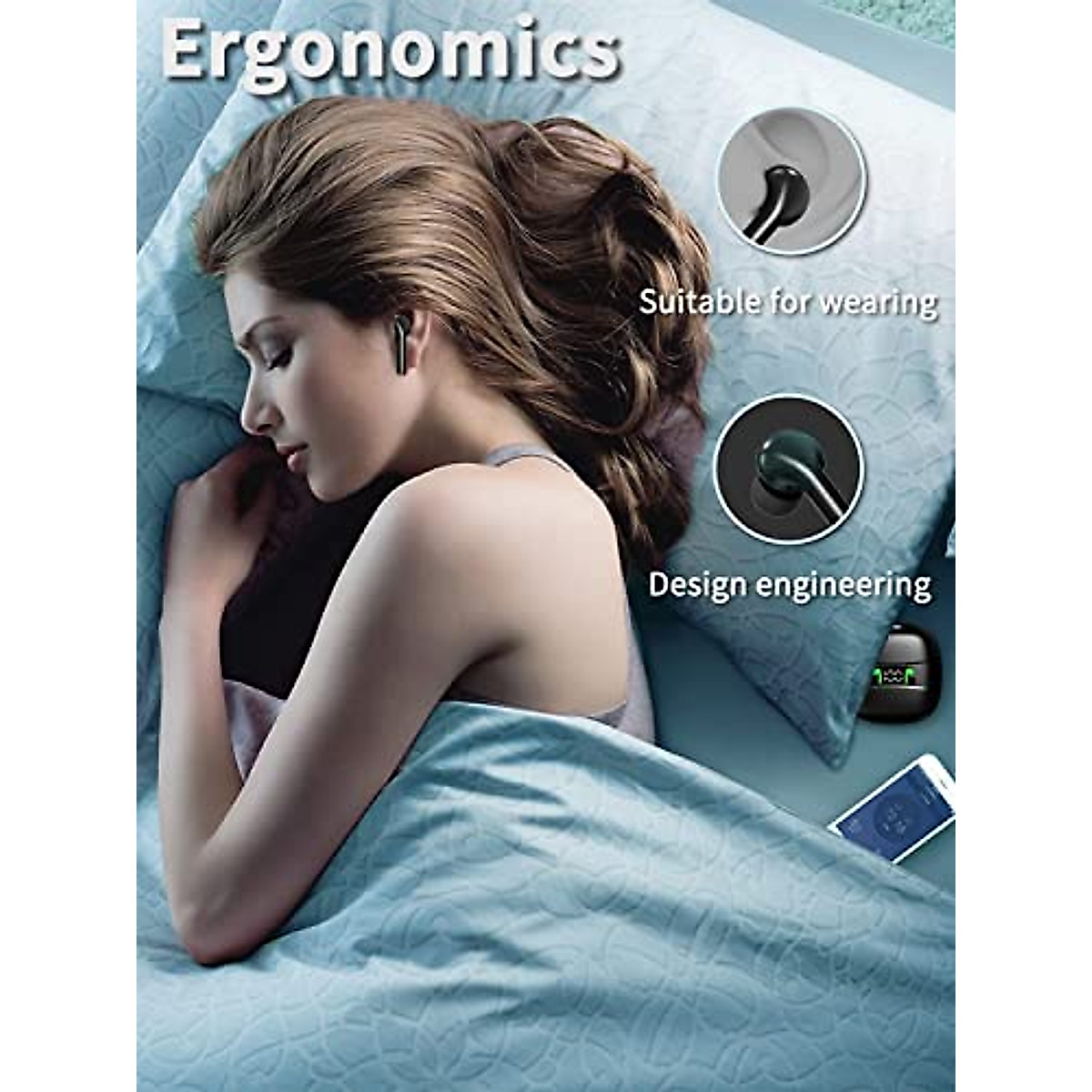 ROCXF Latest Upgrade Bluetooth 5.2 True Wireless Earbuds with Led Display Charging Case Waterproof Earbuds 30 Hours Playtime Built-in Mic Earbuds HiFi Premium Sound with Deep Bass for Sport,Black