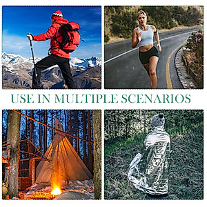 Macarrie 75 Pack Emergency Foil Thermal Blankets Silver Foil Survival Blanket Space Blanket Survival Kit for Outdoors, Camping, Hiking, Homeless, Survival or First Aid, Silver