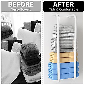 YYP Towel Racks for Bathroom, Towel Rack Wall Mounted, Stainless Steel Towel Holder for Bathroom Wall, Easy to Install Bathroom Towel Storage, White