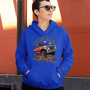 Tee Hunt Rare Breed Sweatshirt Bronco by Ford Licensed Hoodie Royal Blue Large