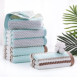 Pidada Hand Towels Set of 2 Striped Pattern 100% Cotton Soft Absorbent Decorative Towel for Bathroom 13.4 x 29.5 Inch (Green)