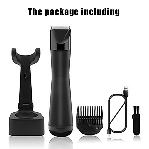 lifefav Electric Body Hair Trimmer, Personal Groomer for Men - Dual-Sided Body Hair Trimmer with LED Light Indicator, Waterproof Men's Groin Hair Shaving Kit, Wet/Dry Hair Remover