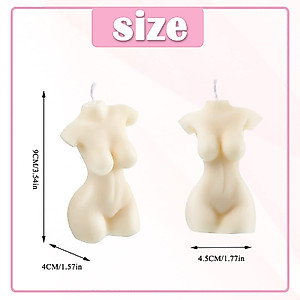 2 Pieces Body Soy Candle Female Body Shaped Candle Woman Torso Candle Woman Bust Candle Home Decoration for Christmas Bedroom Bathroom Aesthetic Decoration (White, Simple Style)