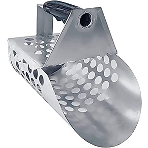 SWEETLO Metal Sand Scooph Scoops Hand Sifter Scoop for Sand - Metal Sifting Sifter Treasure Scoop - Metal Detecting Accessories Sand Scoop Detector Basket Digging Beach - Hex Holes Stainless Steel