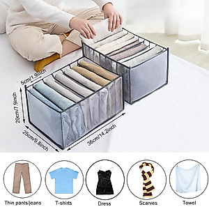 Wardrobe Clothes Organizer for Jeans, 7 Grids Clothes Drawer Organizers for Clothing, Pants Storage Organizer for Closets T-shirt,Legging,Skirts,Jeans,Kid Clothes (1 Pack Gray)