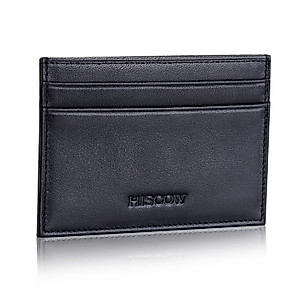 Leather Slim Card Holder, Tiny Small Credit Card Wallet ID Case for Men & Women (Black)
