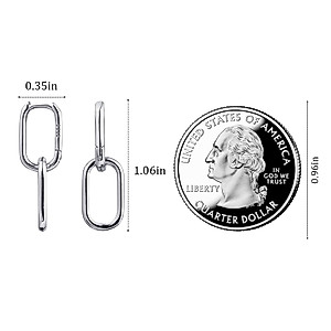 925 Sterling Silver Double Oval Huggie Hoop Earrings for Women, Small Silver Hoop Earrings for Sensitive Ears, Square Hoop Earrings for Gifts