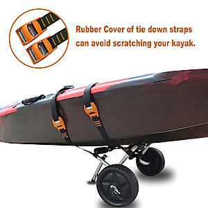 Onefeng Sports 100LBS Kayak Cart Canoe Carrier Trolley for Carrying Kayaks,Canoes,Paddleboards with Plastic Wheels