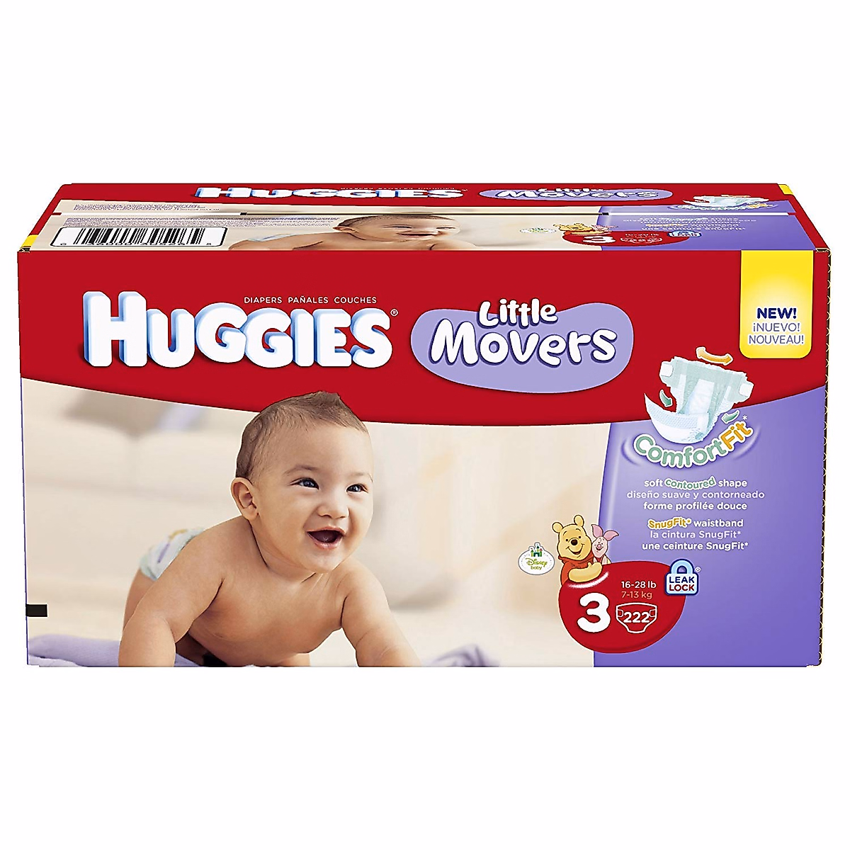 Huggies Little Movers Diapers, Ebulk, Size 3, 222 Count (packaging may vary)