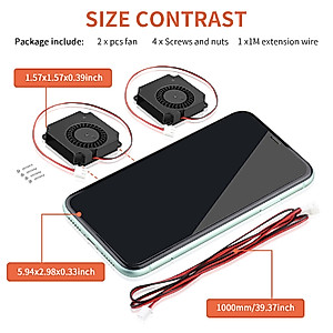 2Packs Wathai DC Blower Fan 4010 Radial Cooling Fan 5V 2 Pin DC 40mm x 10mm Dual Ball