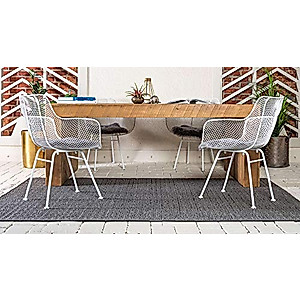 Unique Loom Modern Collection Distressed, Stripes, Helix, Vintage, Indoor and Outdoor Area Rug, 6 ft x 9 ft, Gray/Light Gray