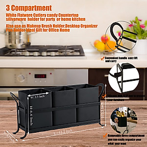 NelyBet Flatware, Cutlery,Kitchen Utensil & Silverware Caddy Organizer Bin Holder for Forks, Spoons, Knives - Perfect for Kitchen Countertop- Black