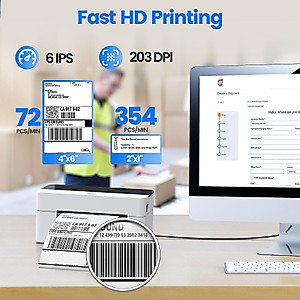 BPXX Bluetooth Thermal Label Printer 4×6, Shipping Label Printer for Small Business, Desktop Label Printer Support Android/iPhone/Windows, Compatible with Shopify, Ebay, USPS, Amazon, Etsy, D463B