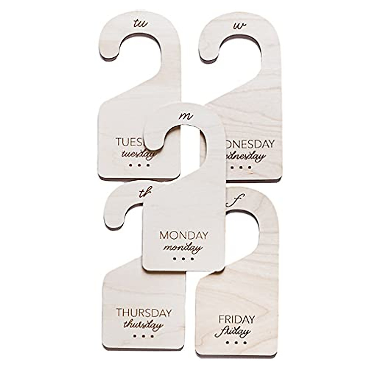 White Loft Weekly Clothes Organizer for Kids Closet, School Uniform and Kids Closet Organizer – Durable Birch Dividers by Days of The Week Mon to Fri – Timeless Design for Any Kids Decor (Set of 5)…