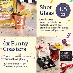 InnoCreation 60th Birthday Gifts for Women - Funny Wine Gift Set for Women Turning 60, Gifts Ideas for Her, Mom, Grandma, Wife, Sister, Aunt, Coworker Turning 60 Year Old