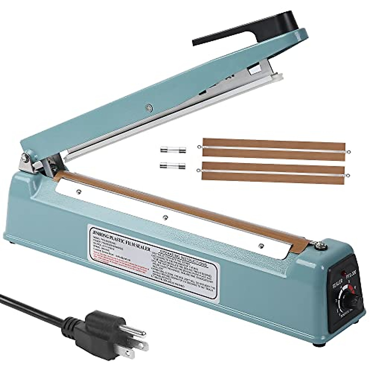 12 inch Impulse Heat Sealer Packing Bags Closer Sealing Machine Copper Transformer Manual for Food Storage Plastic Mylar Shrink Wrap Bags with Extra Fuse Replace Elements