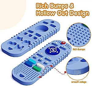 Scuwtocn 2 Pack Silicone Baby Teething Toys, Remote Control Shape Teething Toys for Babies 6-12 Months, BPA Free Baby Teethers Relief Soothe Toys, Baby Chewing Toys for Toddlers - Pink & Blue