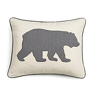 Eddie Bauer Home Throw Pillow with Zipper Closure, Perfect Home Decor for Bed or Sofa, 16" x 20", Bear Twill Grey