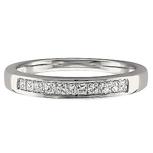 Beyond Brilliance 1/4 Carat Diamond, Channel-Set 14K White Gold Princess Cut Diamond 11-stone Bridal Wedding Band Ring (J-K, SI1-SI2)