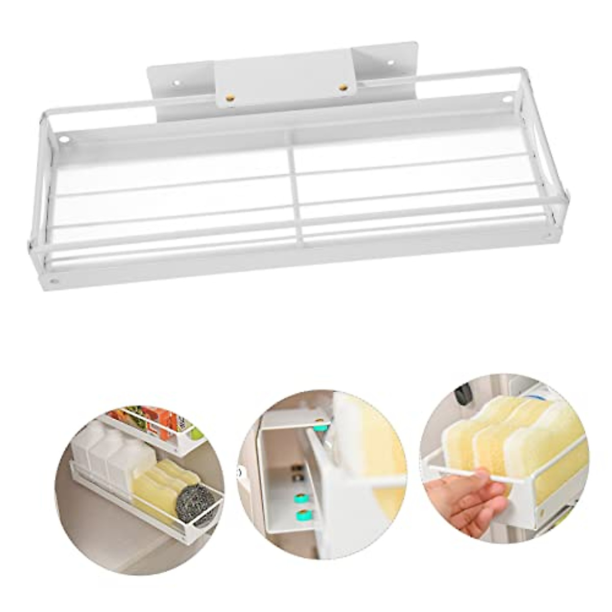 OKUMEYR Drawer Rack Wire Holders for Cords Clear Drawer Clear Shelves Under Sink Cabinet Organizer Pull Out Sink Shelf Slide Out Pantry Shelves Kitchen Cabinet Rack Metal Organizer