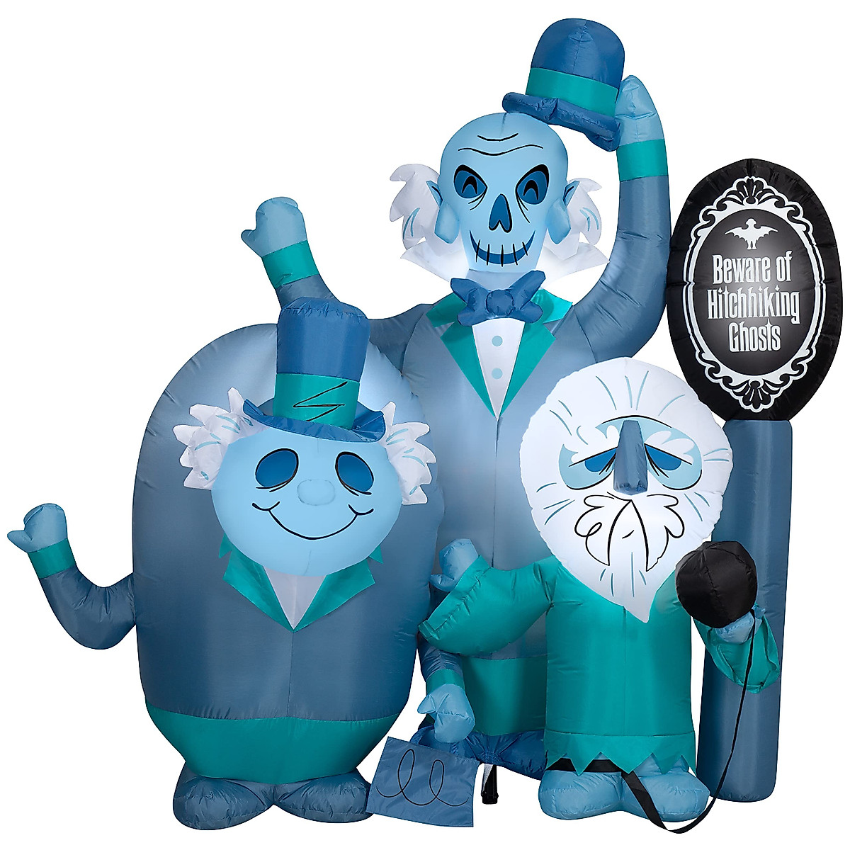 Gemmy Airblown Haunted Mansion Beware of Ghosts Scene Disney, 6 ft Tall, Blue