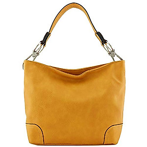 Hobo Shoulder Bag with Big Snap Hook Hardware (Mustard)