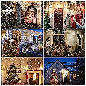 Yokgrass Christmas Snow Projector Outdoor, LED Snowflake Projector Outdoor Holiday Snowfall Lights IP65 Waterproof Dynamic Falling Snow Effect for Garden, Party, Halloween Landscape Decoration