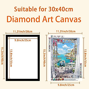 Majreey Picture Frame, 12x16 Inch, 12 Pack (Black), Magnetic, Self-Adhesive, PVC, for Diamond Art, Pictures, Wall Mount, 30X40cm, Suitable for 10x14inch Picture