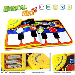 Cyiecw Piano Mat, Toddler Toys Musical Mat with 25 Music Sounds Floor Piano Keyboard Mat Carpet Touch Playmat Educational Toys for Baby Kids Boys Girls 1 2 3+ Year Old
